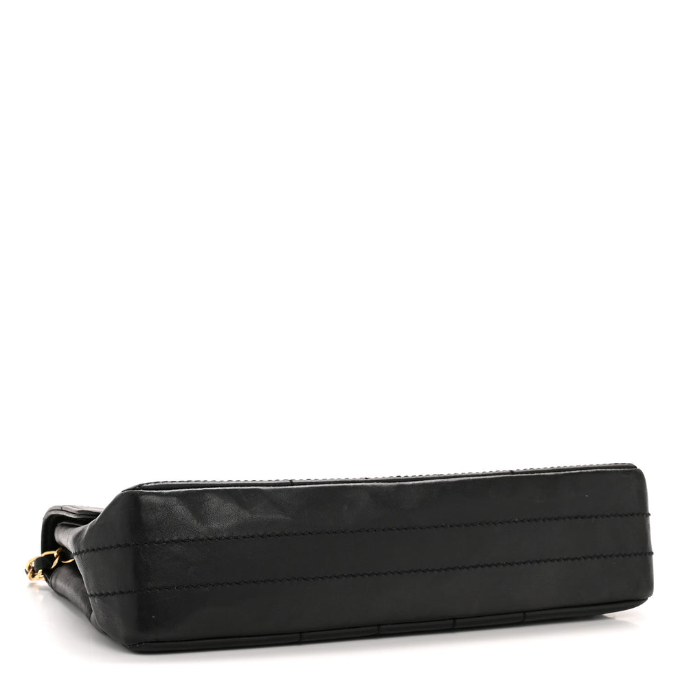 Chanel Lambskin Stitched Chocolate Bar Single Flap Black 1793464 ...