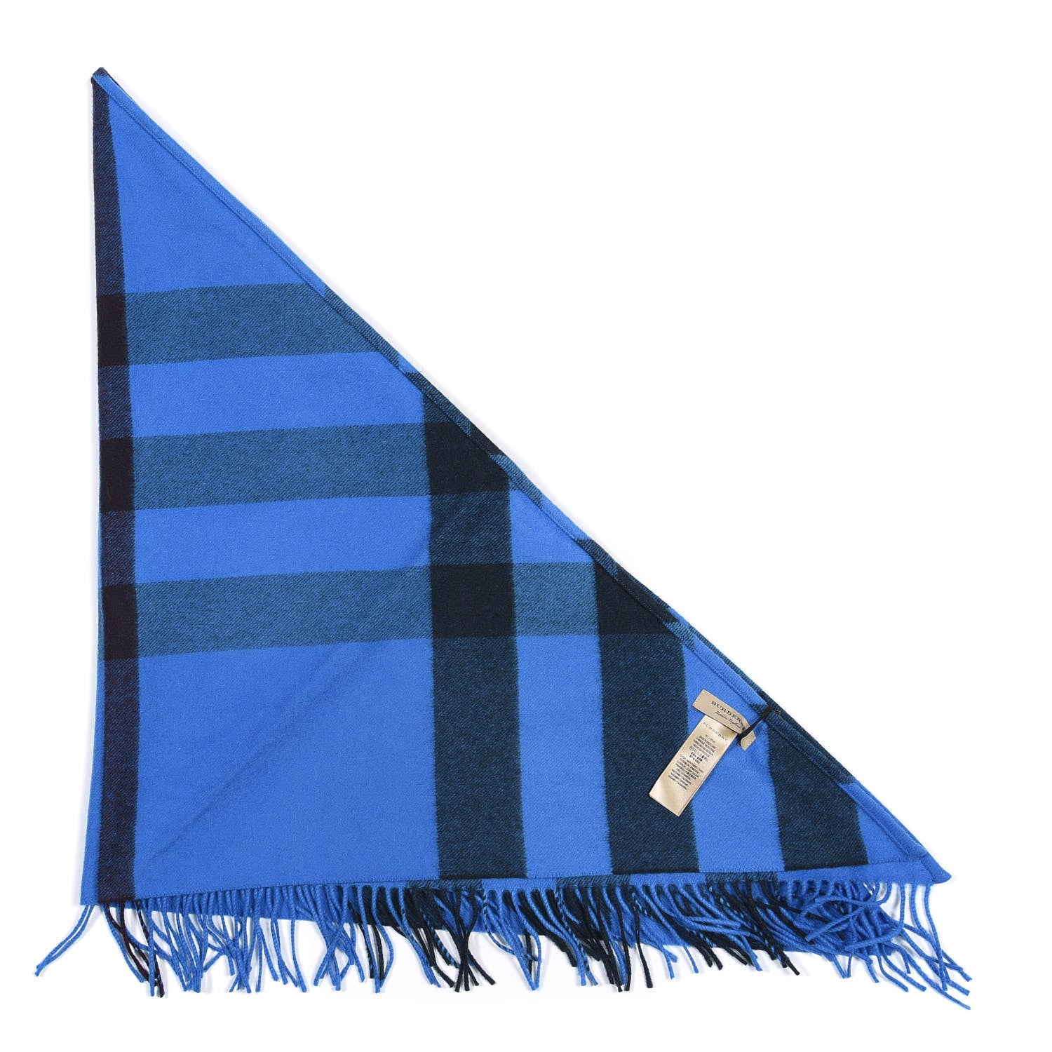 Burberry Cashmere Mega Check Triangle Bandana Scarf Bright Blue 628102 ...