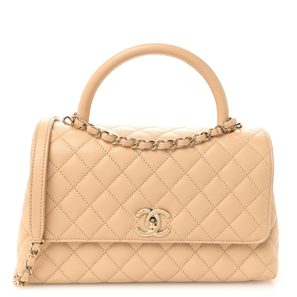 Chanel Caviar Quilted Small Coco Handle Flap Beige 1791600 – FASHIONPHILE