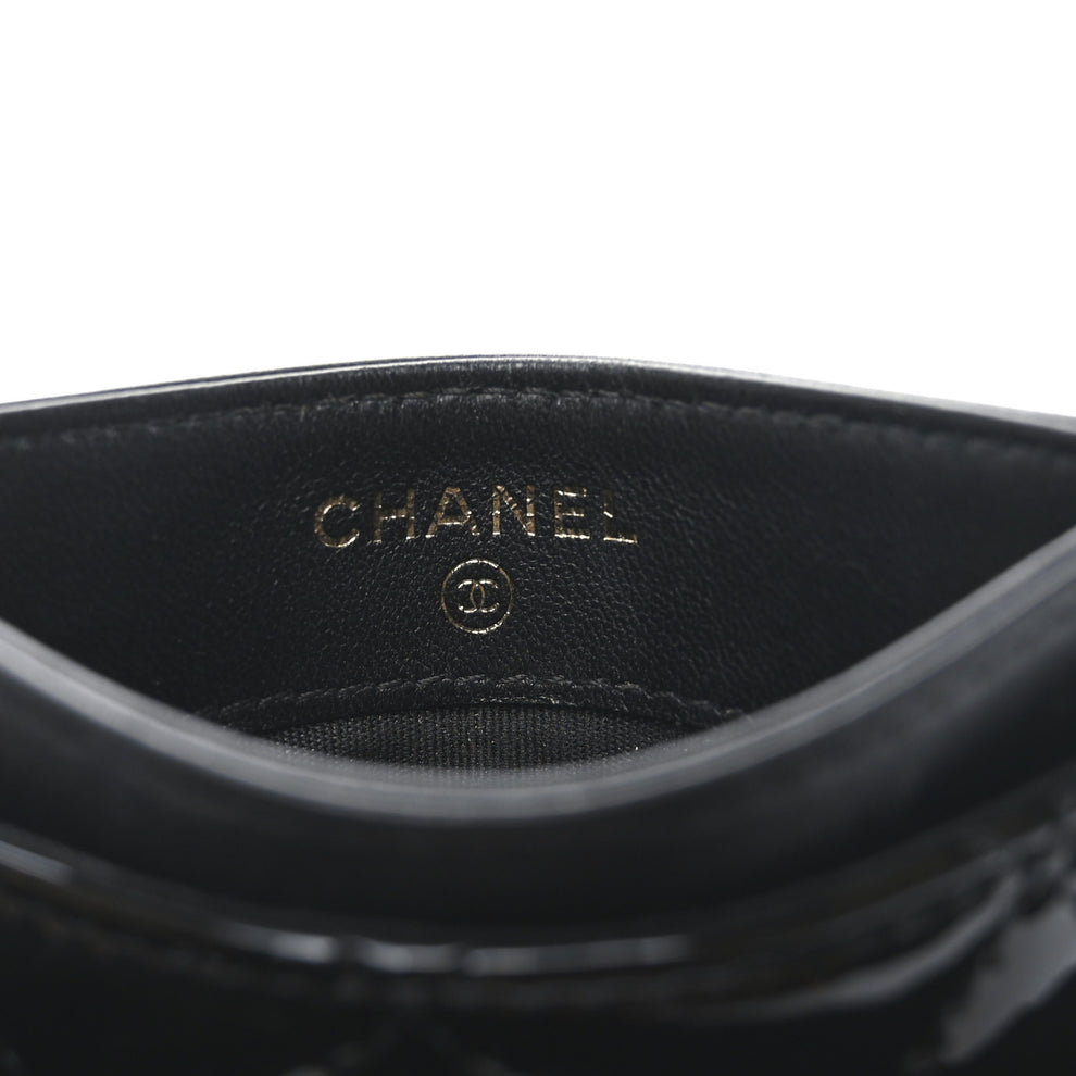 Chanel Patent Calfskin Quilted Card Holder Black 1728116 – FASHIONPHILE