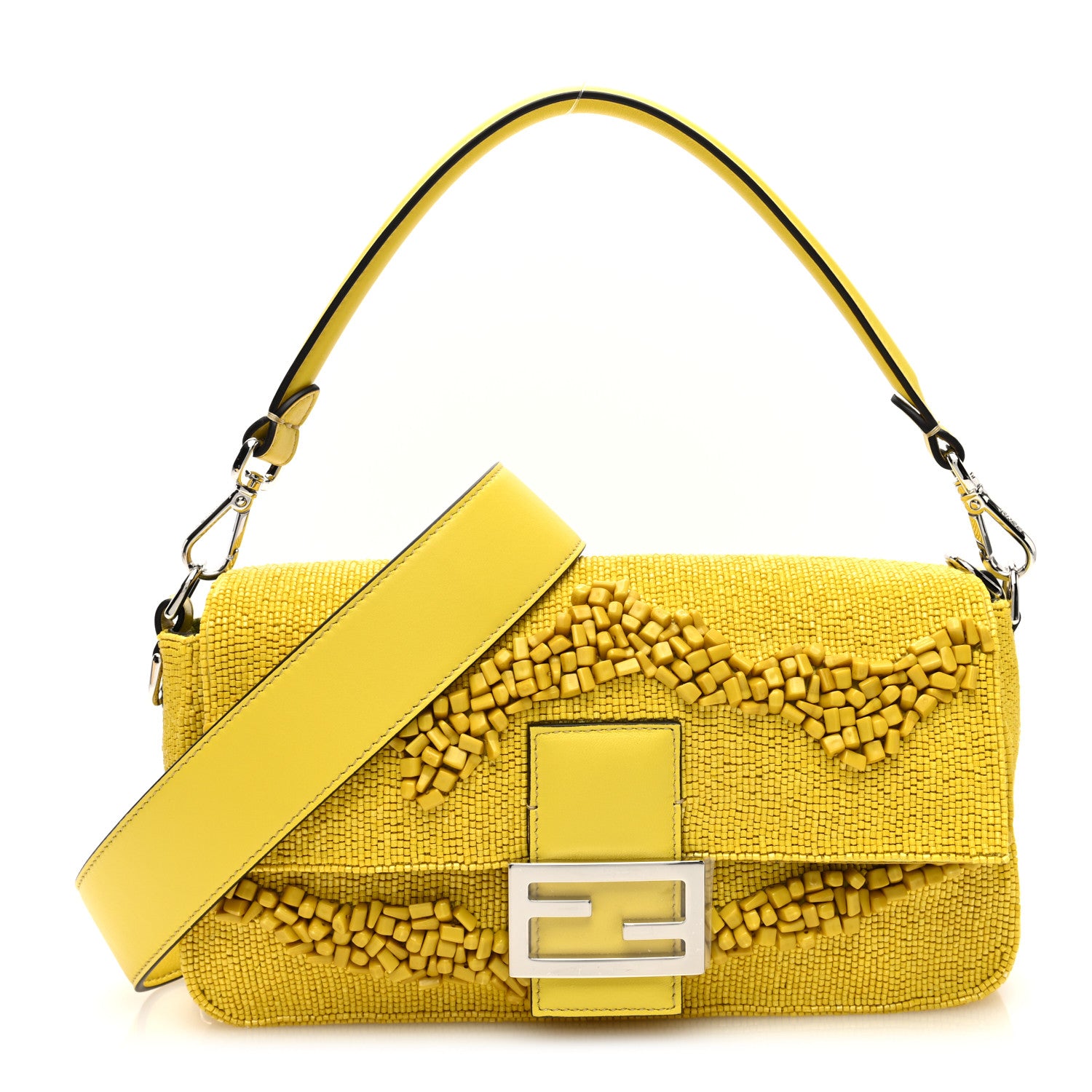 Fendi Rolling Stone Vitello Seta Bead Embroidered Re-Edition Baguette ...