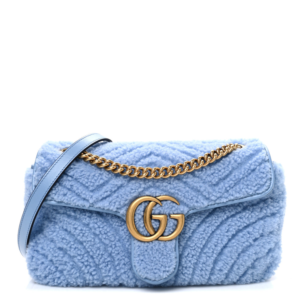 Gucci Merino Wool Matelasse Small GG Marmont Shoulder Bag Cadet Blue ...