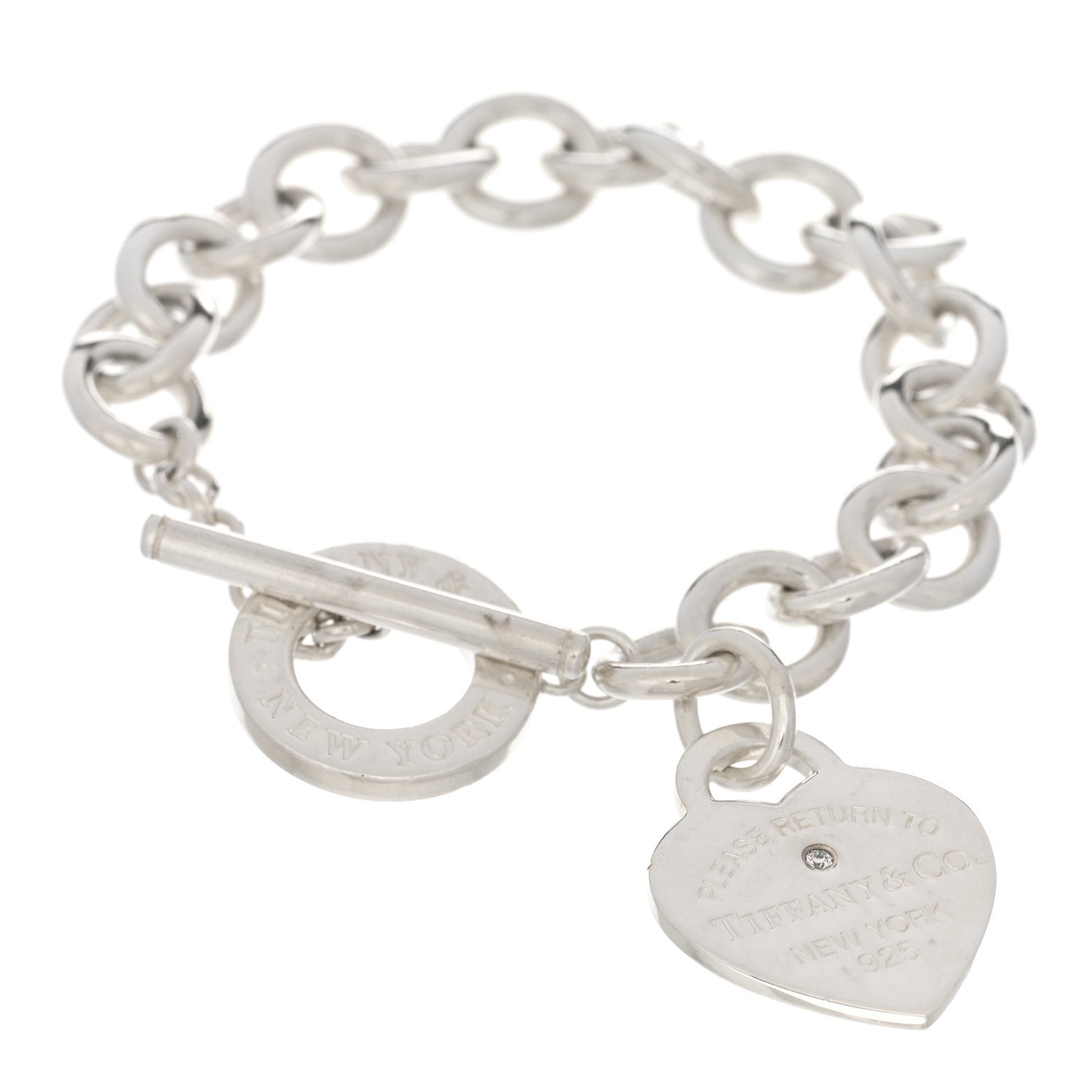 Tiffany Sterling Silver Diamond Medium Return To Tiffany Heart Tag ...