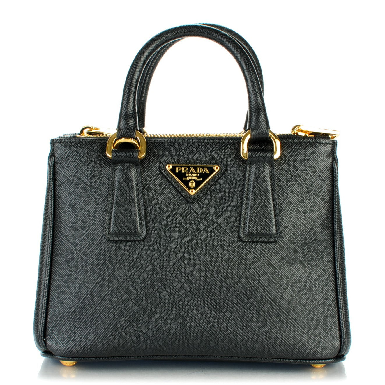 Prada Saffiano Mini Galleria Double Zip Tote Black 154585 – FASHIONPHILE