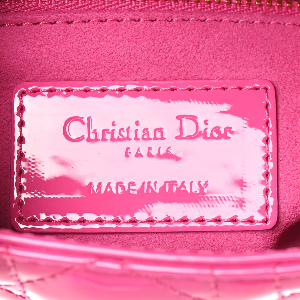 Christian Dior Patent Cannage Mini Lady Dior Pink 1827745 – FASHIONPHILE