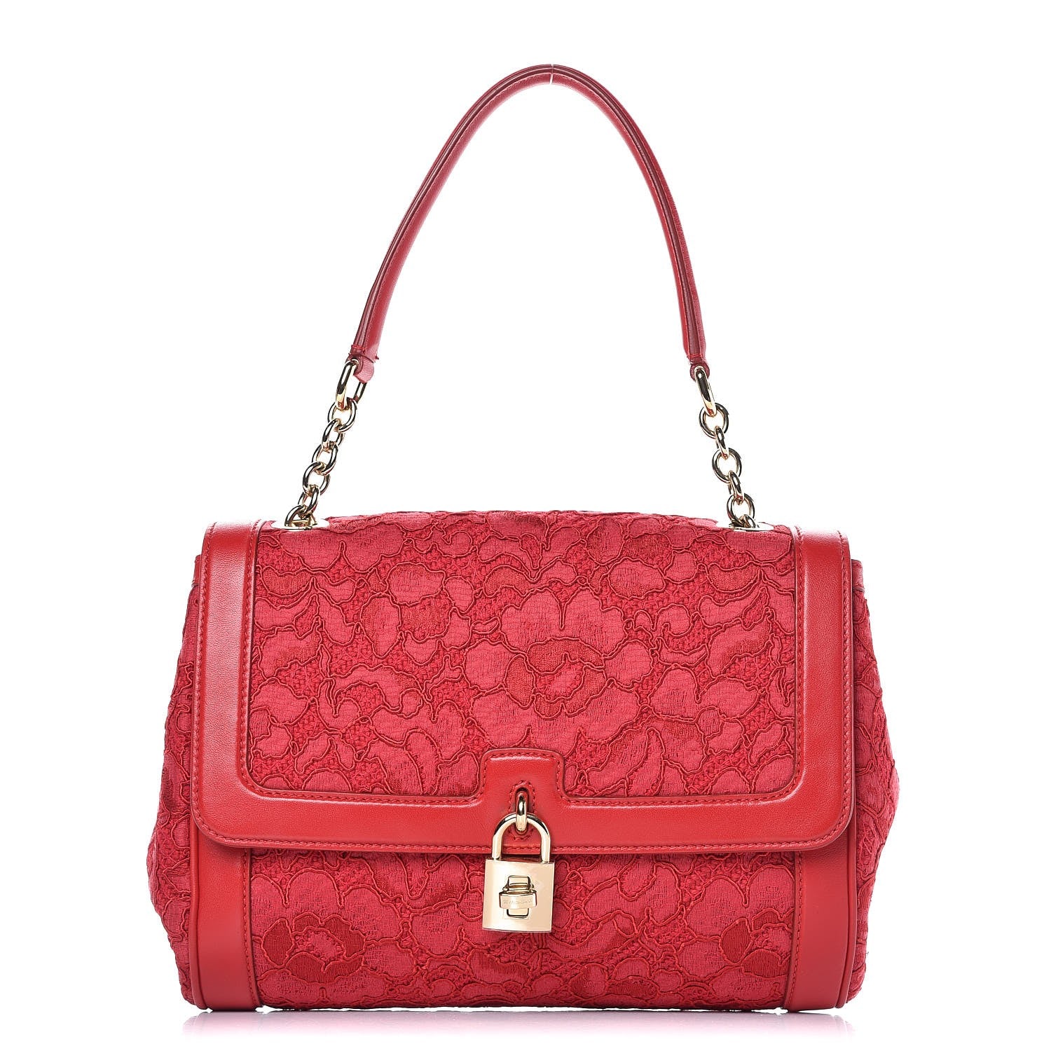 Dolce & Gabbana Lambskin Lace Miss Dolce Shoulder Bag Red 340566 ...