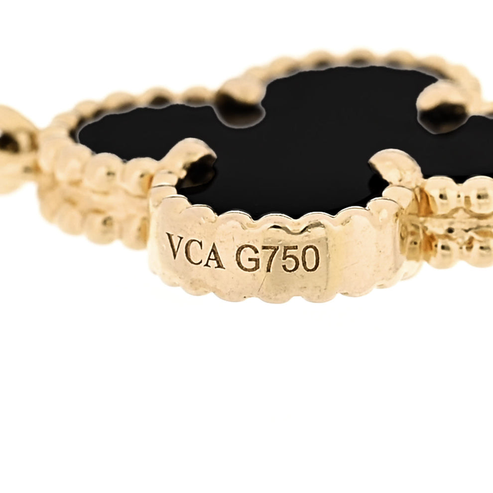 Van Cleef & Arpels 18K Yellow Gold Black Onyx 5 Motifs Vintage Alhambra ...