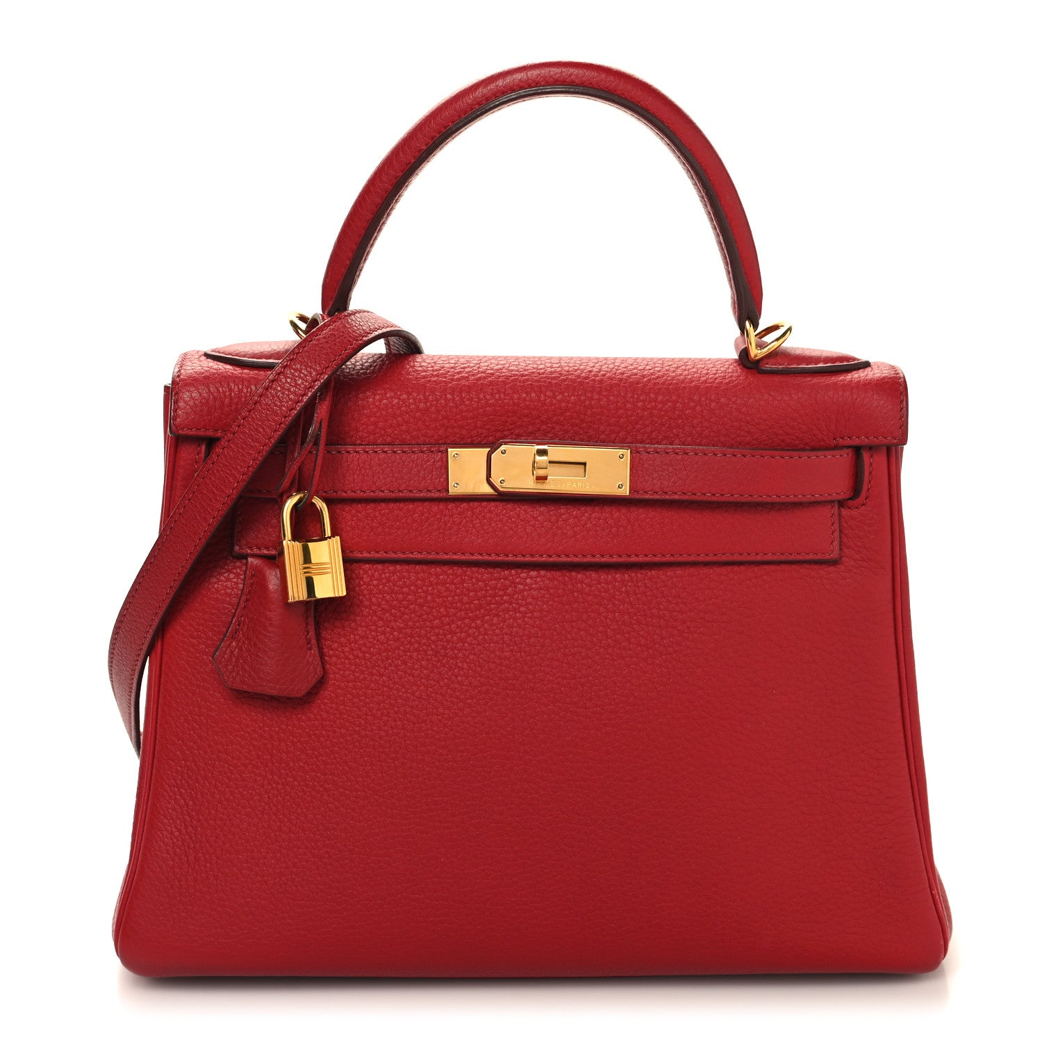 HERMES Taurillon Clemence Kelly Retourne 28 Rouge Vif - Great Gifts Club