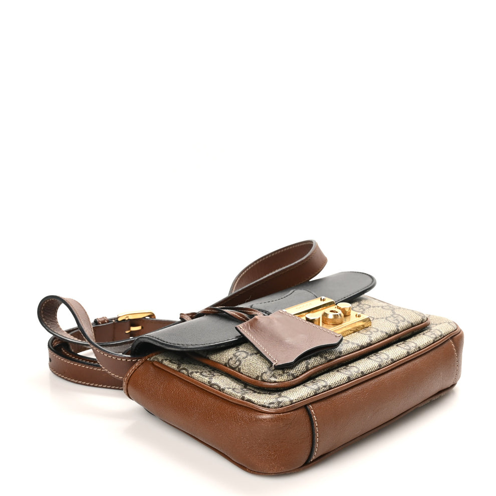 Gucci GG Supreme Monogram New Sakai Lux Calfskin Mini Padlock Flap ...