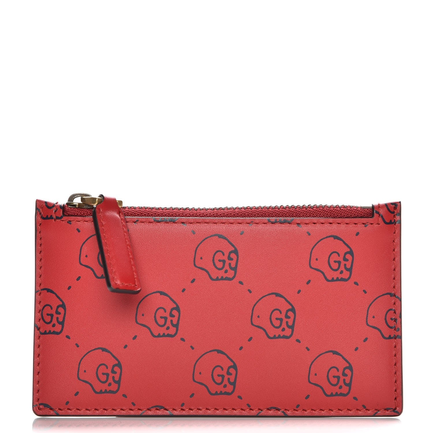 Gucci Calfskin GucciGhost Hamlet Skull Coin Case Card Holder Hibiscus ...