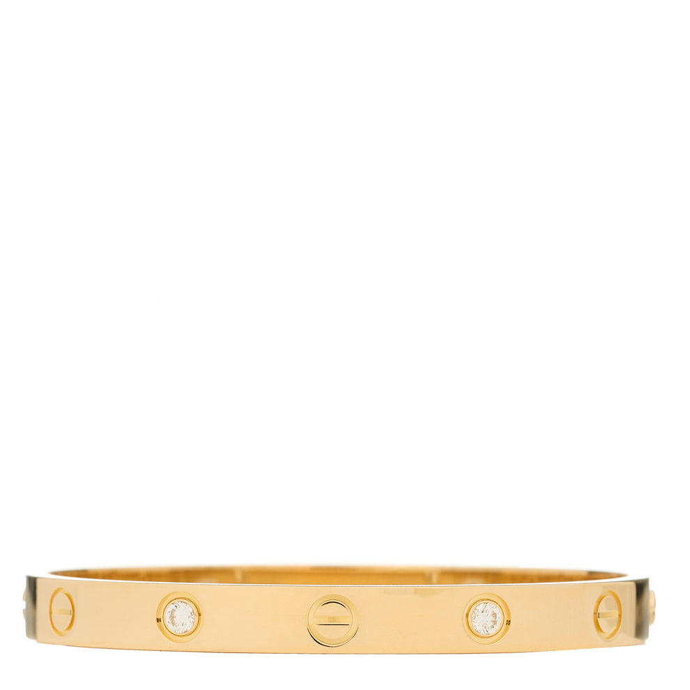 Cartier 18K Yellow Gold 4 Diamond LOVE Bracelet 16 1790362 – FASHIONPHILE