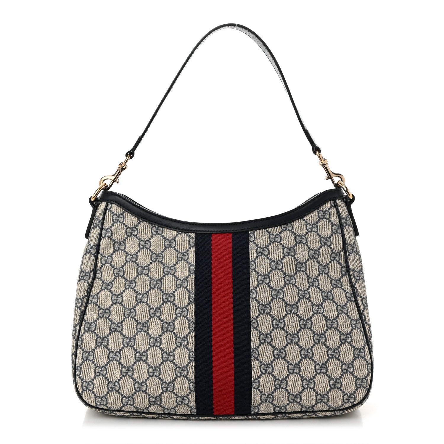 Gucci GG Supreme Monogram Sherry Line Web Hobo Beige Blue 1718290 ...