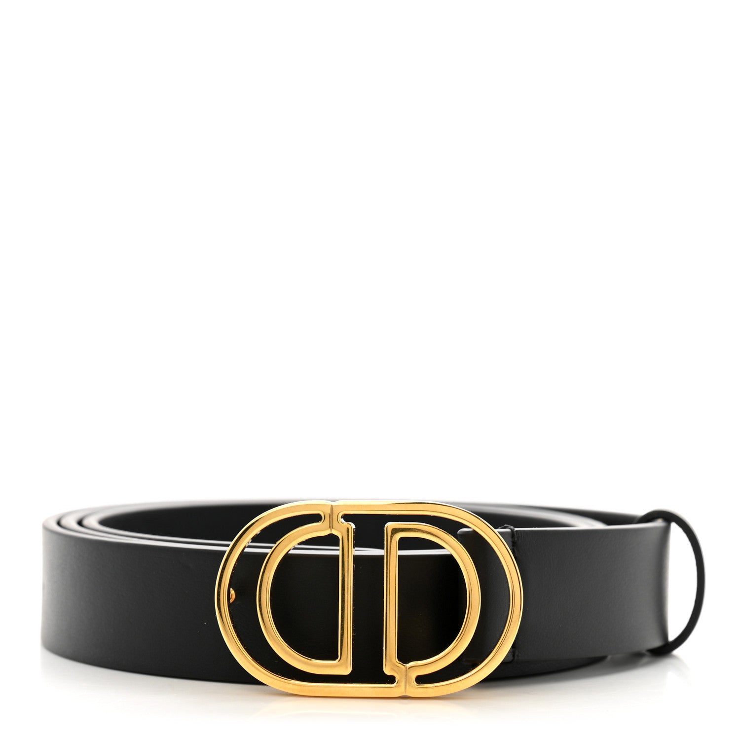 Christian Dior Calfskin 30 Montaigne Cut-Out CD Belt 95 38 Black ...