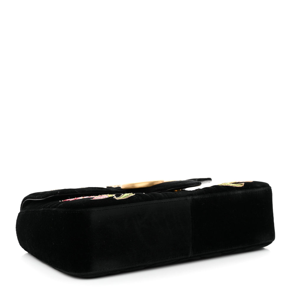Gucci Velvet Matelasse Loved Embroidered Medium GG Marmont Shoulder Bag ...