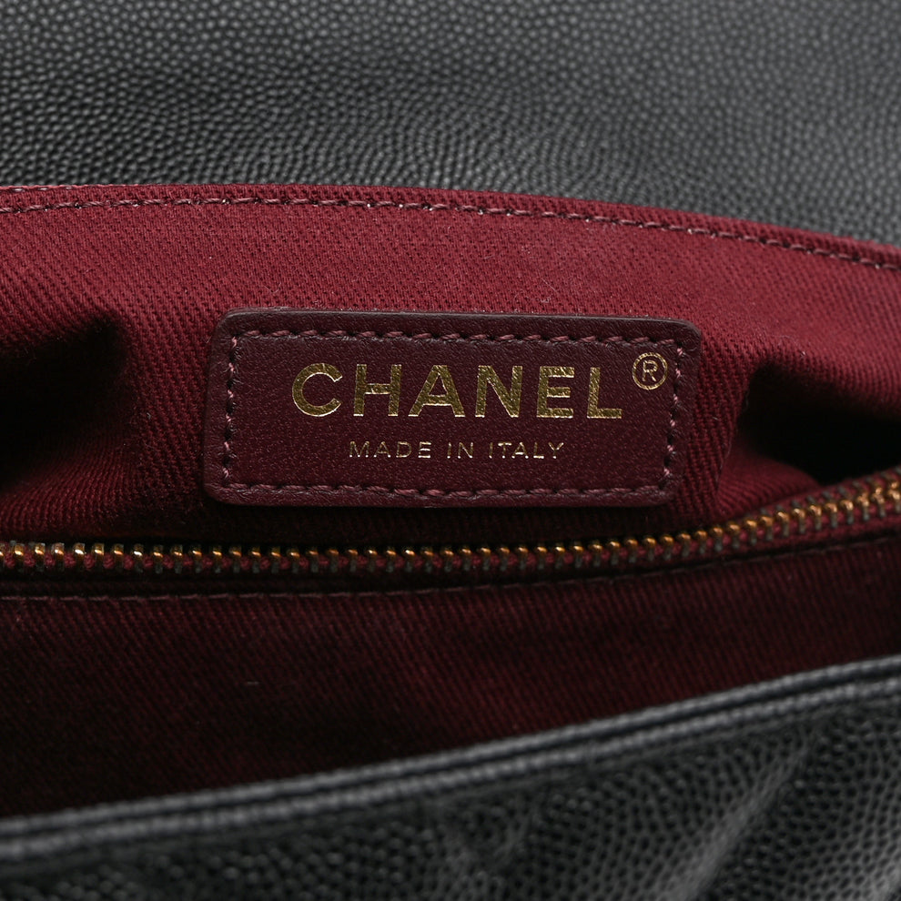 Chanel Caviar Chevron Quilted Medium Coco Handle Flap Black 1773808 ...