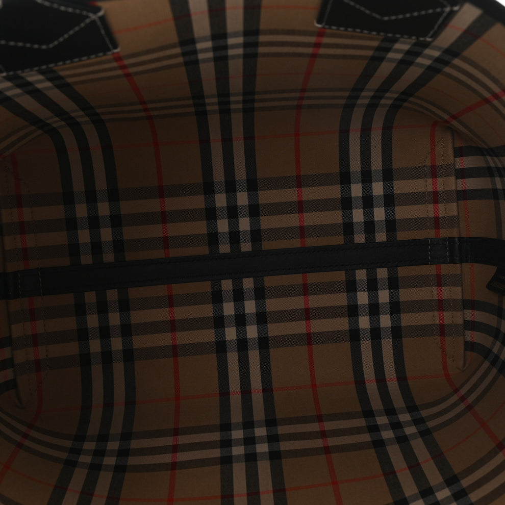 Burberry Cotton Canvas Calfskin Heritage Print Small Tote Beige 1783176 ...