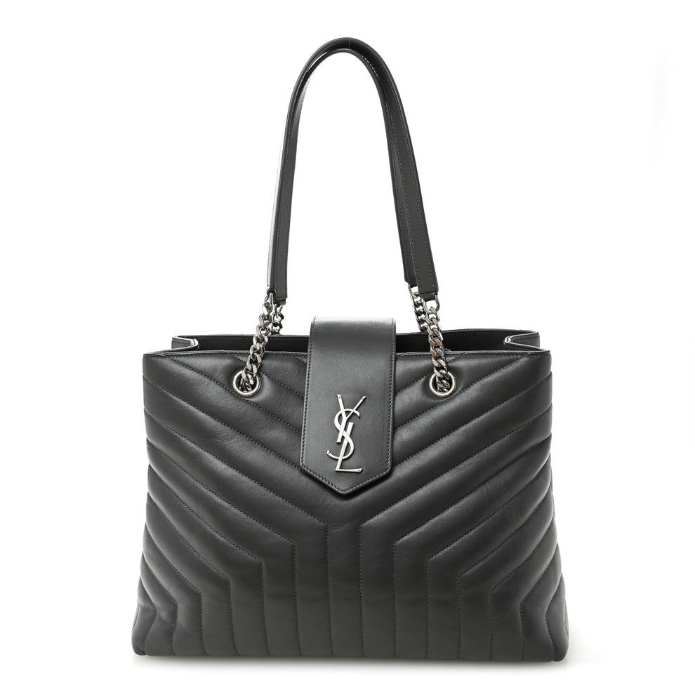 Saint Laurent Calfskin Y Quilted Monogram Large Loulou Shopper Storm ...