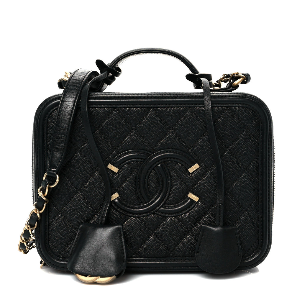 Chanel Caviar Quilted Medium CC Filigree Vanity Case Black 1784397 ...