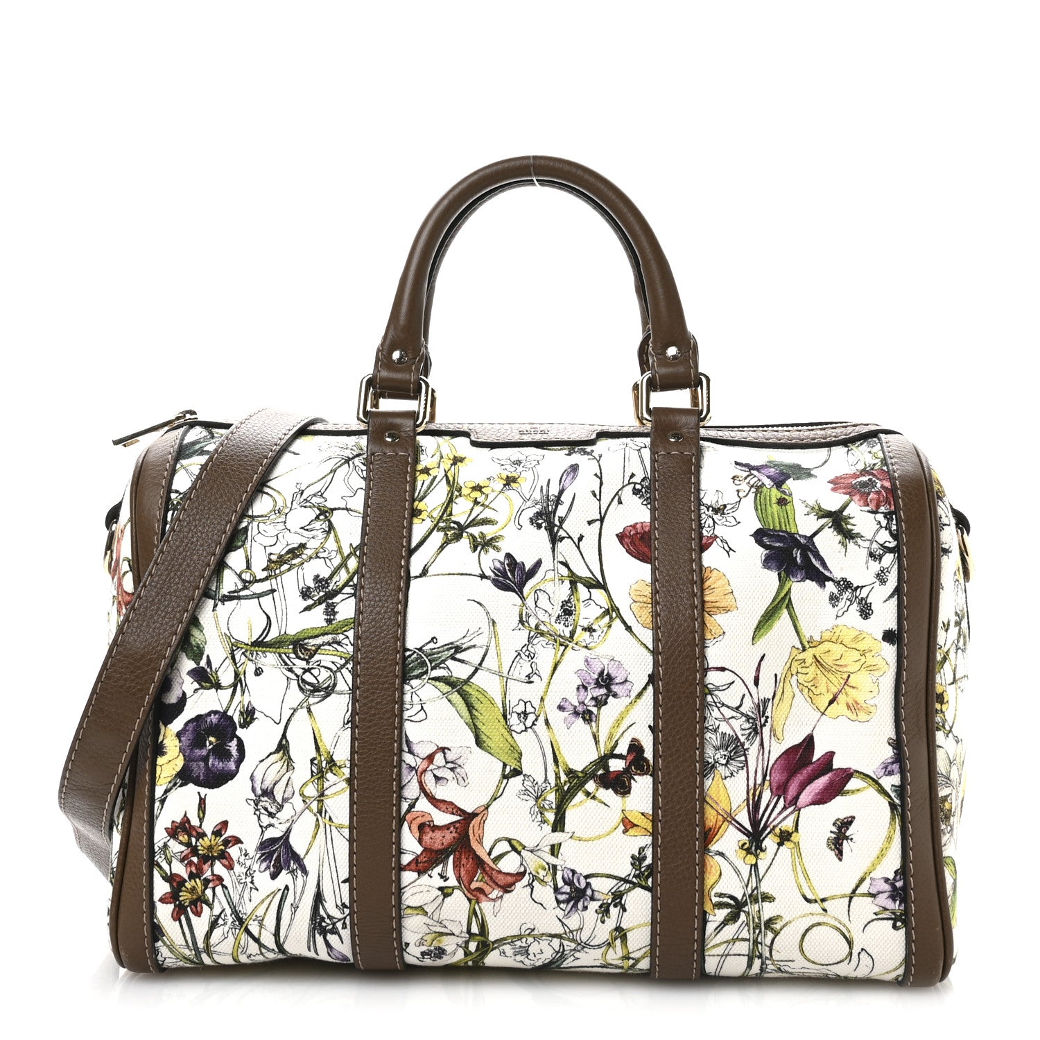 Gucci Canvas Flora Infinity Medium Joy Boston White Multicolor Acero ...