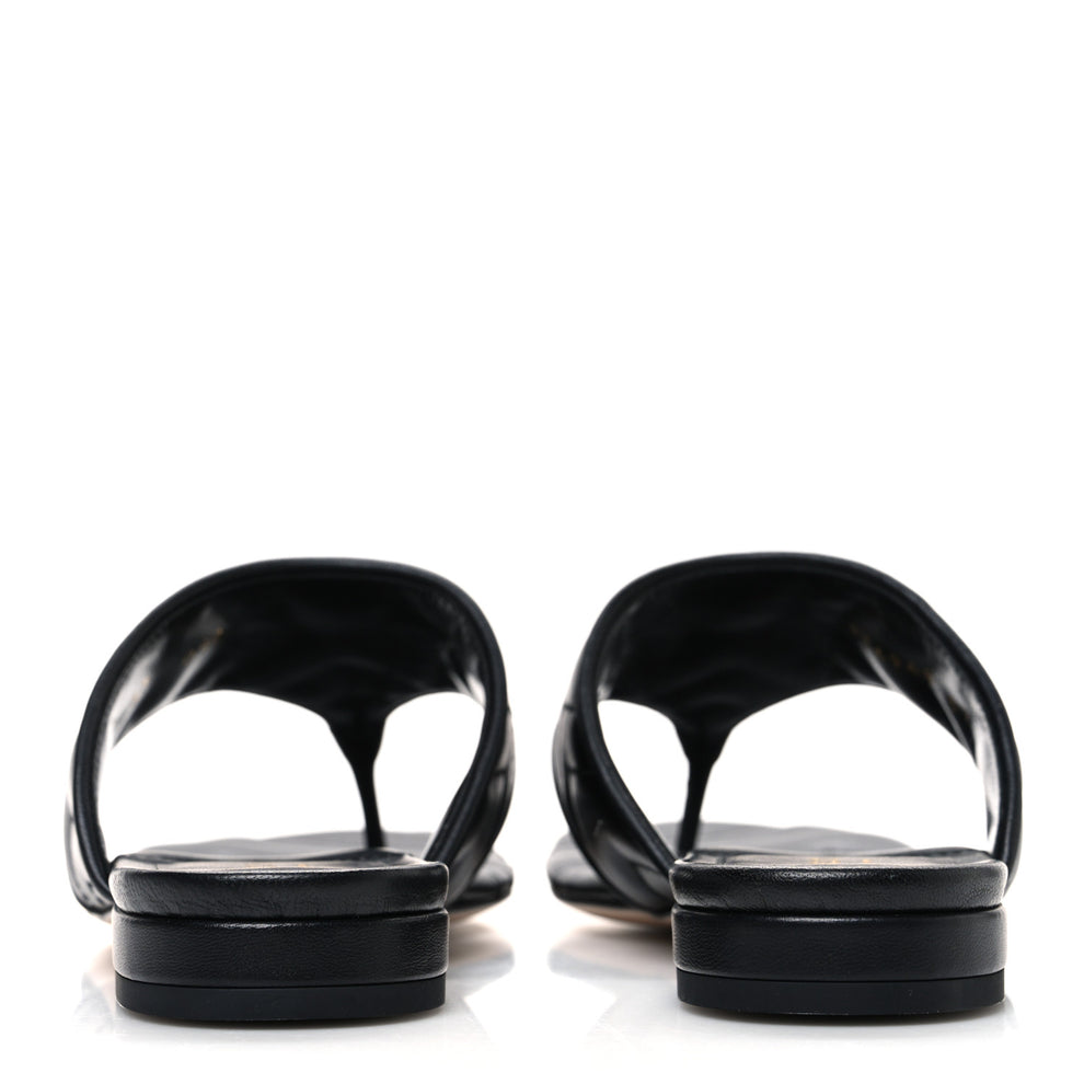 Gucci Nappa Charlotte Double G Marmont Thong Sandals 37 Black 1776109 ...