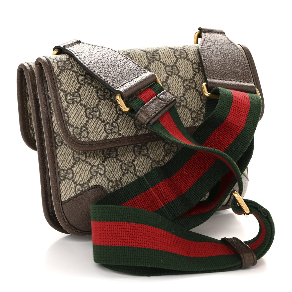 Gucci GG Supreme Monogram Web Small Neo Vintage Double Flap Messenger ...