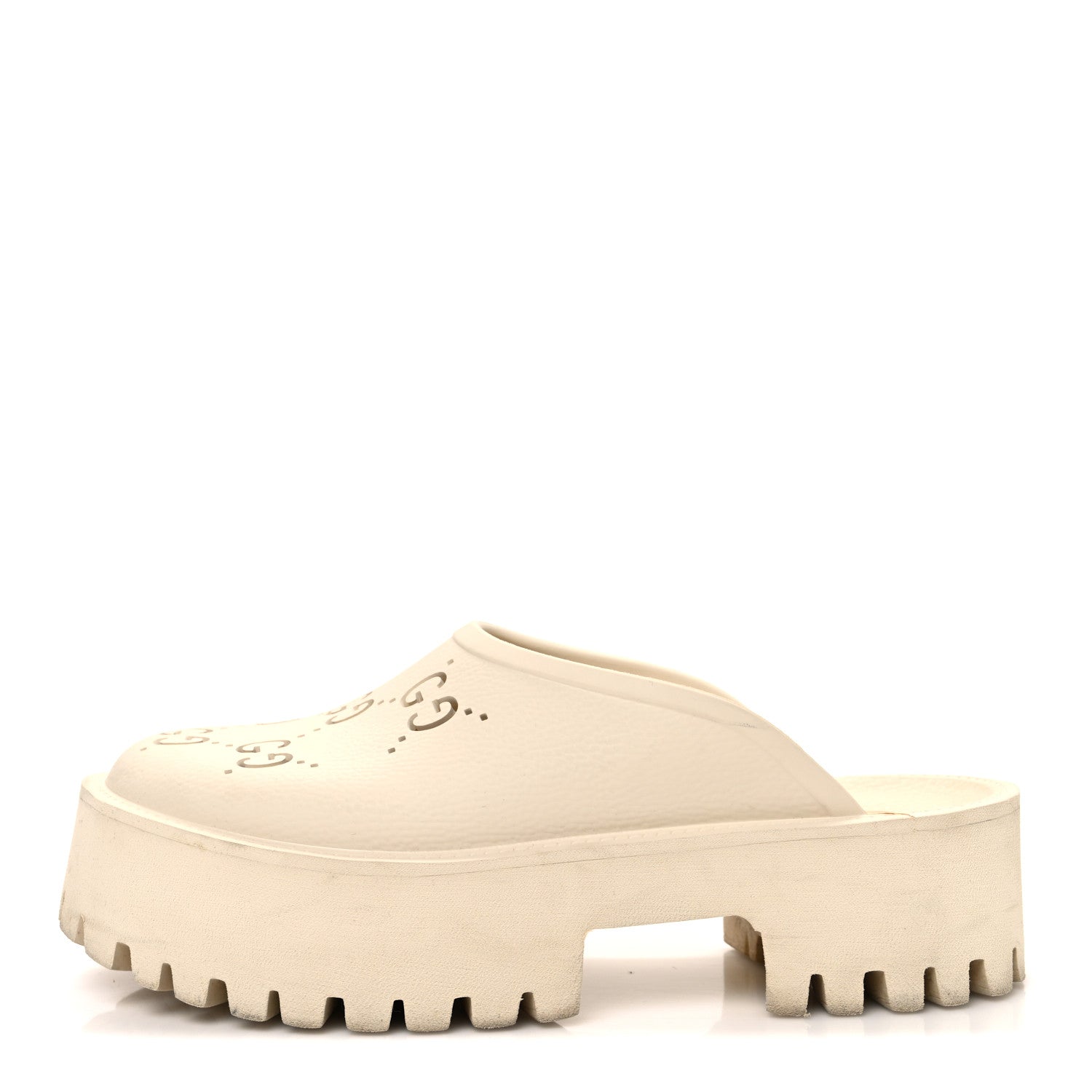 Gucci Rubber Monogram GG Go Through Platform Slide Clogs 40 Mystic ...