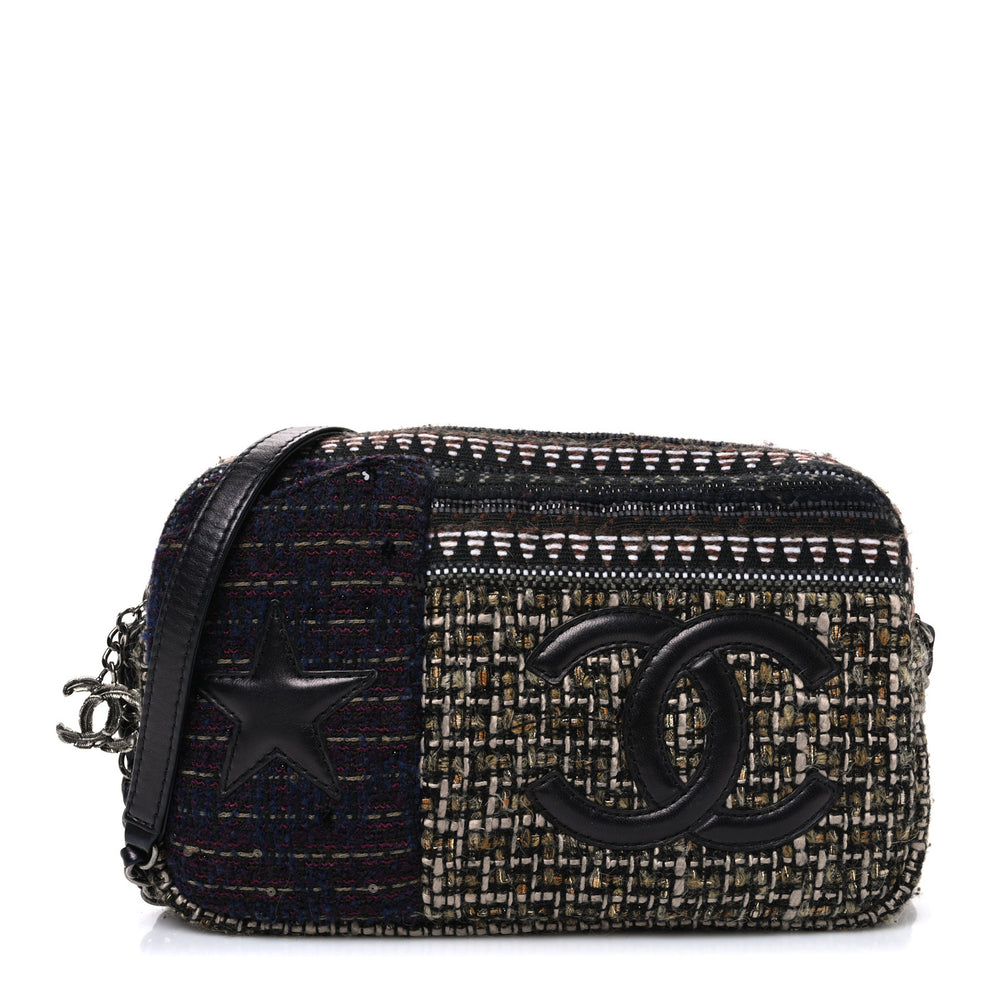 Chanel Tweed Quilted Paris Dallas CC Camera Case Black Multicolor ...