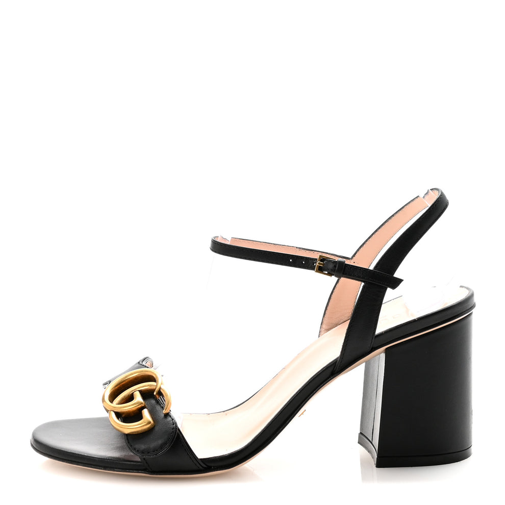 Gucci Lifford Calfskin GG Marmont Ankle Wrap 105mm Sandals 37 Black ...