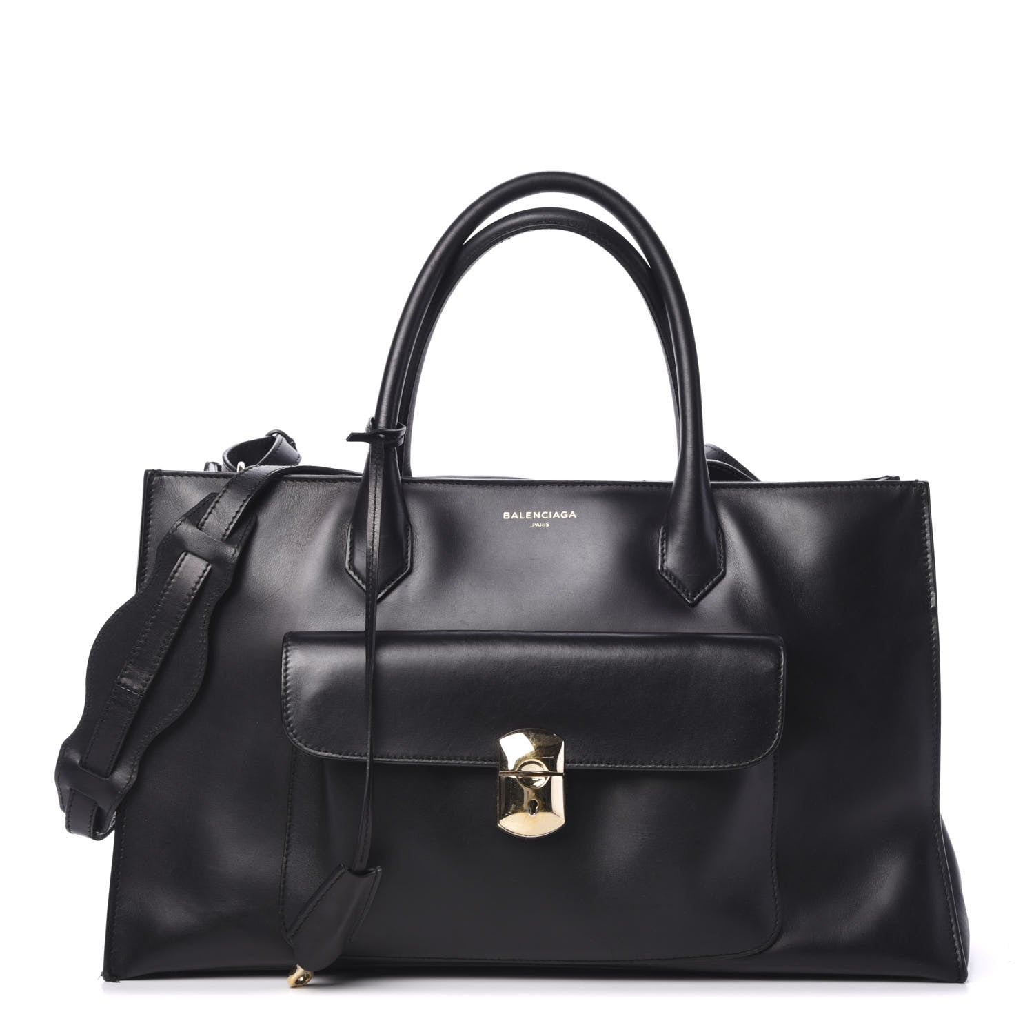 Balenciaga Calfskin Padlock Work S Bag Black 582713 – FASHIONPHILE