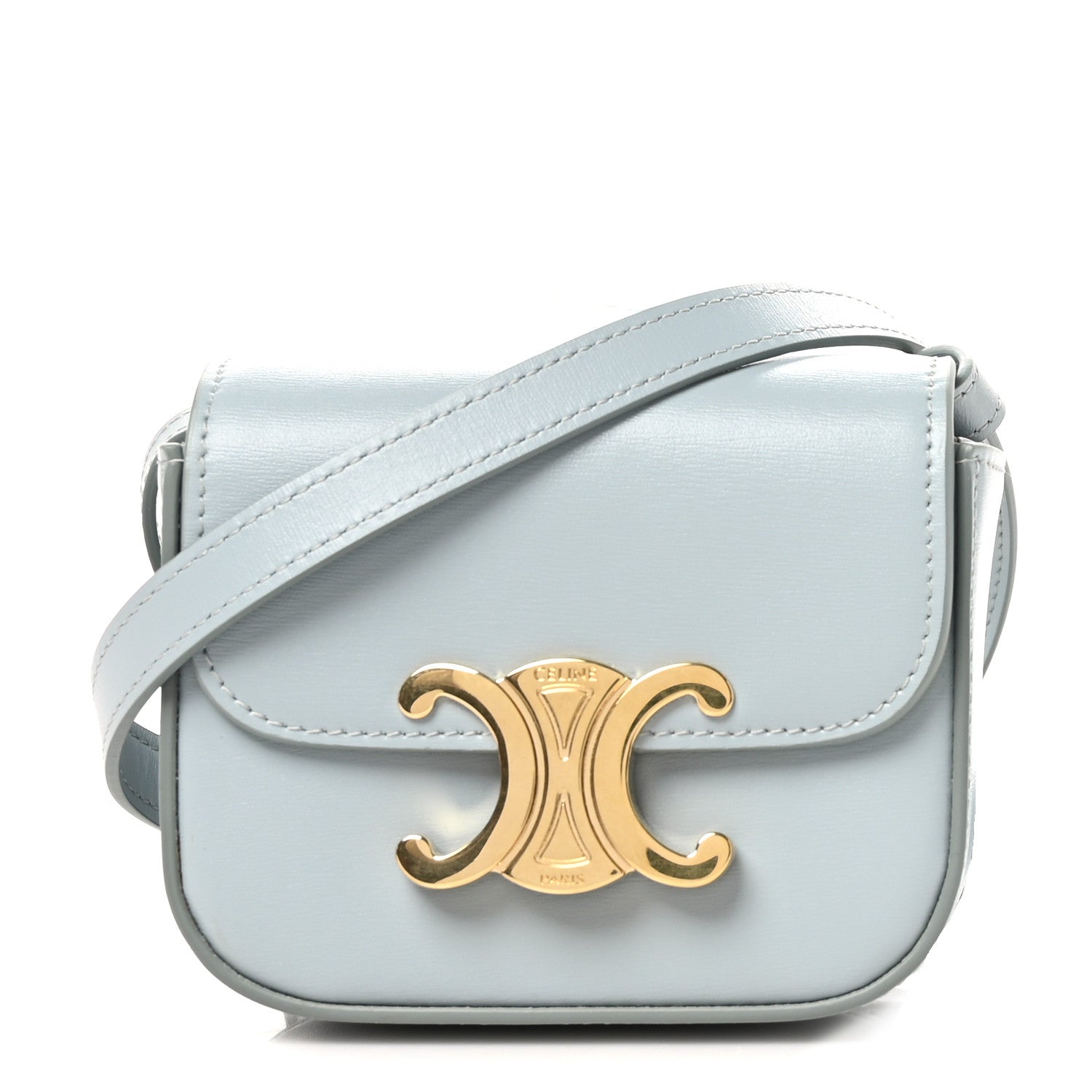 Celine Shiny Calfskin Mini Triomphe Ice Blue 1586355 – FASHIONPHILE