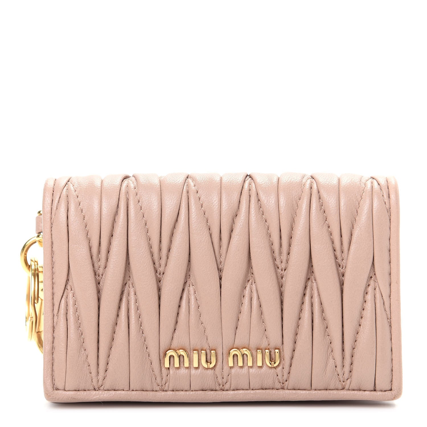 Miu Miu Nappa Matelasse Flap Card Holder Key Ring Cammeo 708776 ...