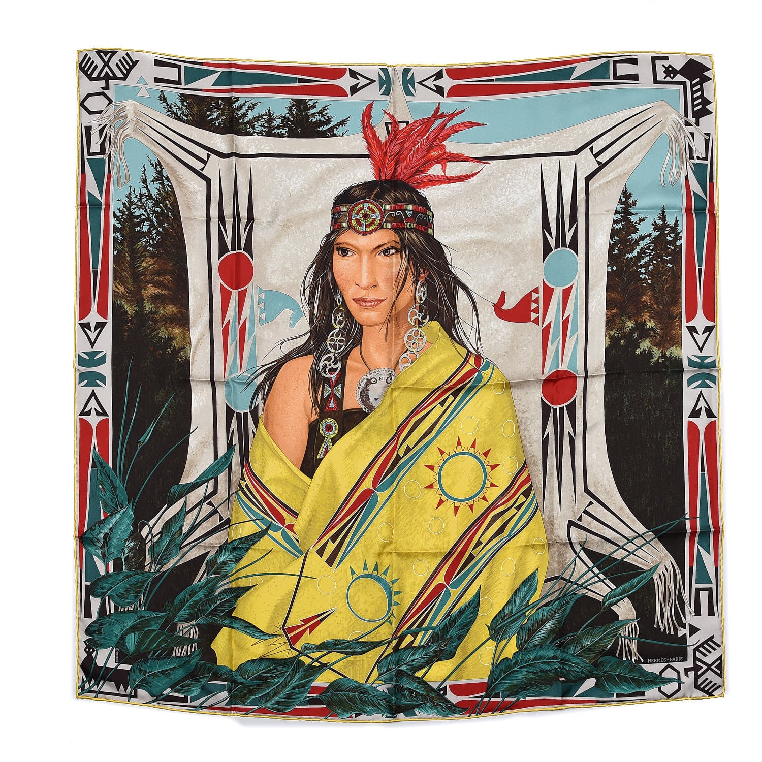 Hermes Silk Wako Ni Scarf 90 Jaune Vert Rouge 406000 – FASHIONPHILE