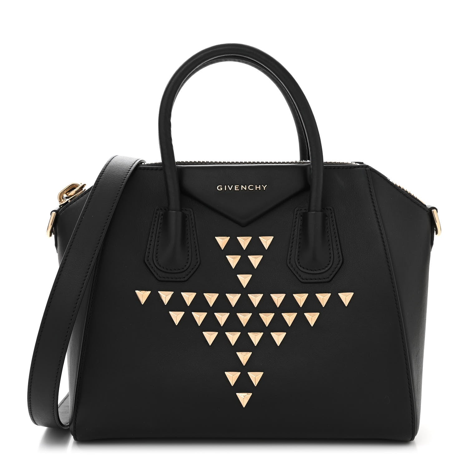 Givenchy Calfskin Triangle Studded Small Antigona Black 1561200 ...