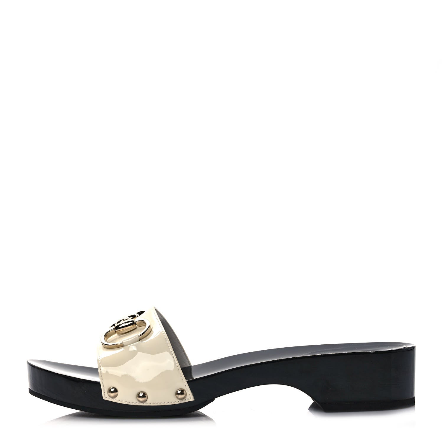 Gucci Vitello Vernice Soft Icon Bit Wood Clogs 6.5 Great White 1188876 ...