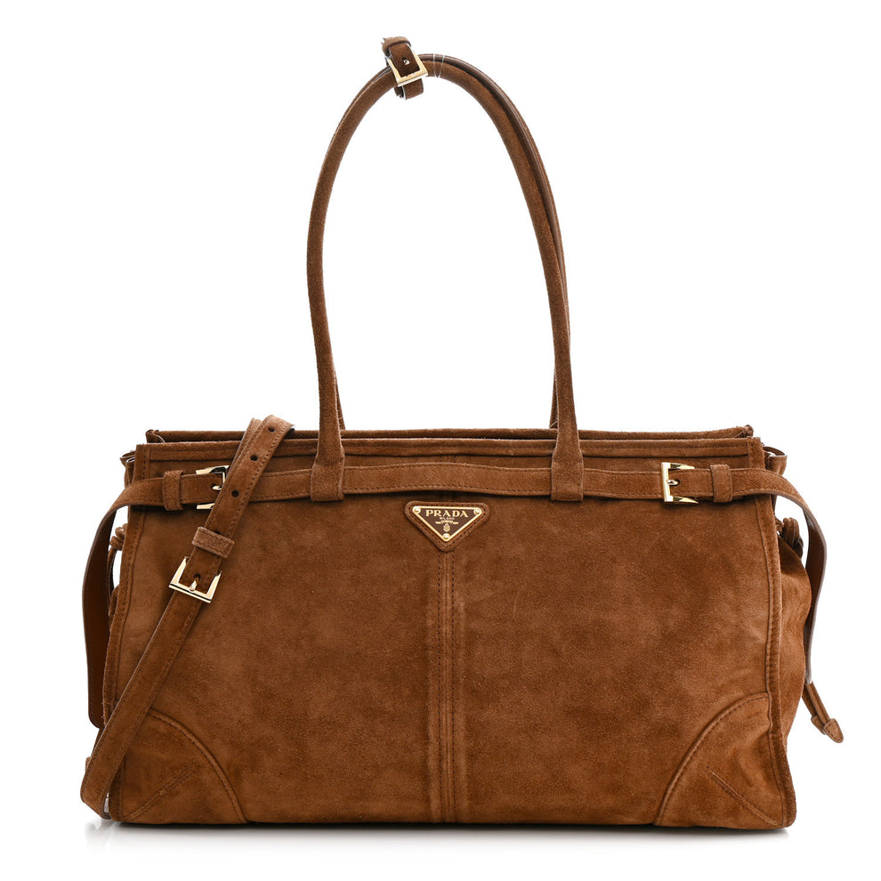 Prada Suede Large Bonnie Shoulder Bag Cocoa Brown 1793711 – FASHIONPHILE