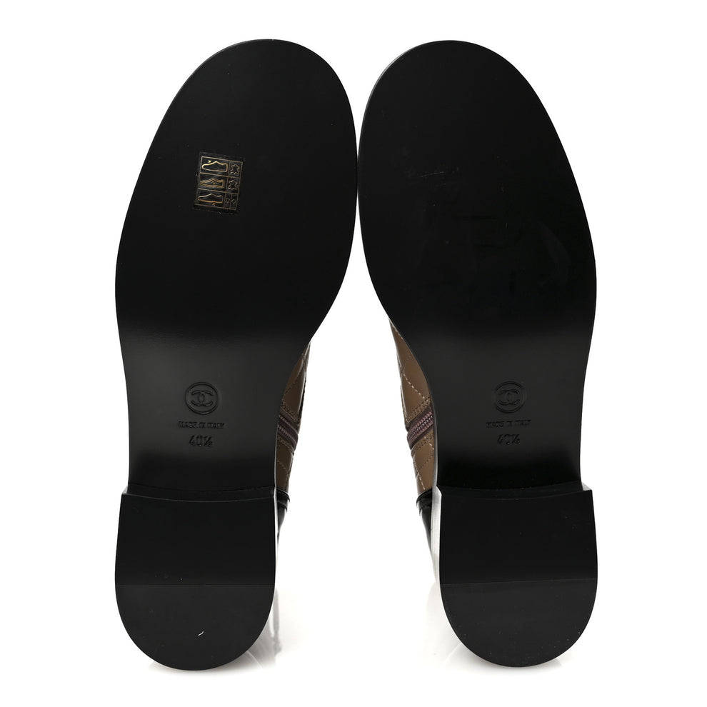 Chanel Lambskin Patent Calfskin Quilted Logo Lace Up Combat Boots 40.5 ...