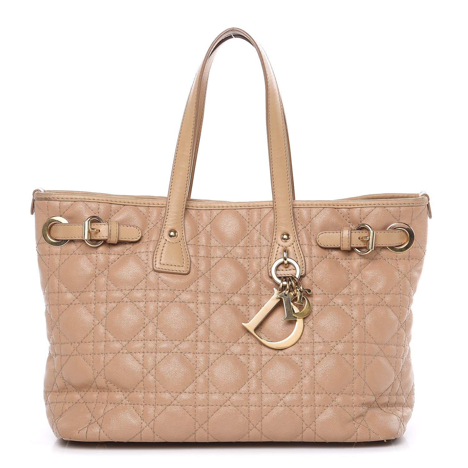 Christian Dior Coated Canvas Cannage Mini Panarea Tote Beige 463007 ...