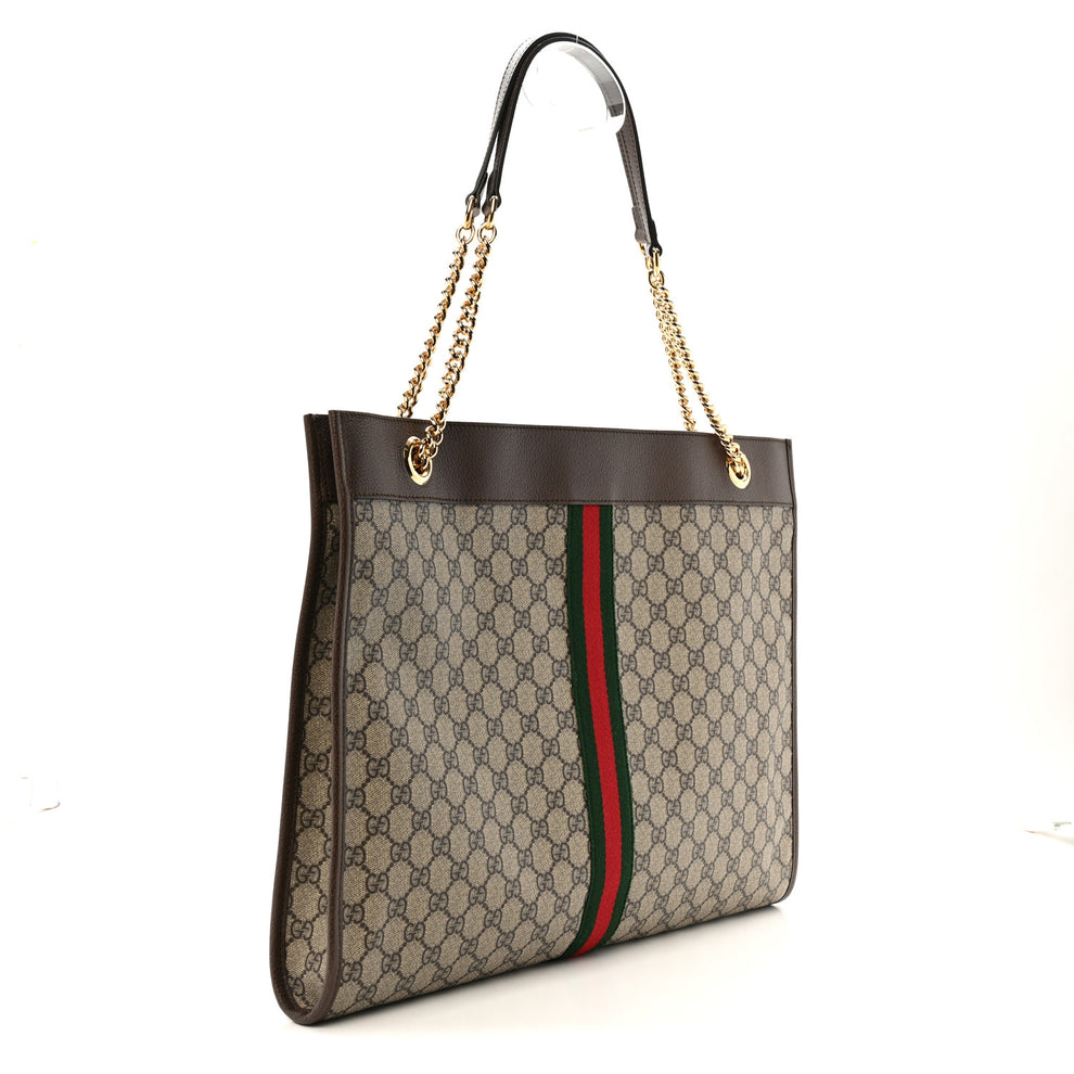 Gucci GG Supreme Monogram Large Rajah Chain Tote Beige New Acero ...