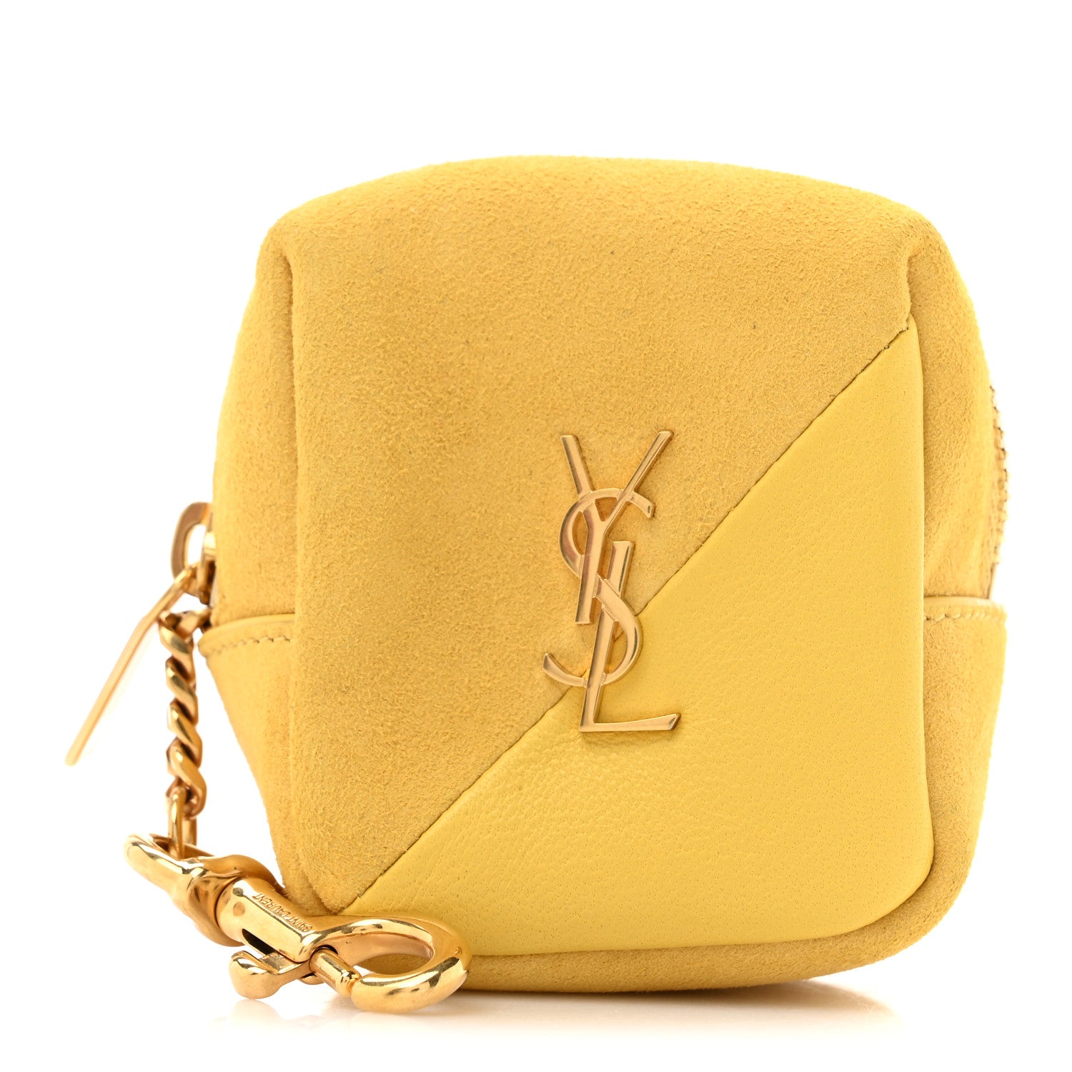 Saint Laurent Suede Lambskin Jaime Cube Charm Keychain Sunflower ...