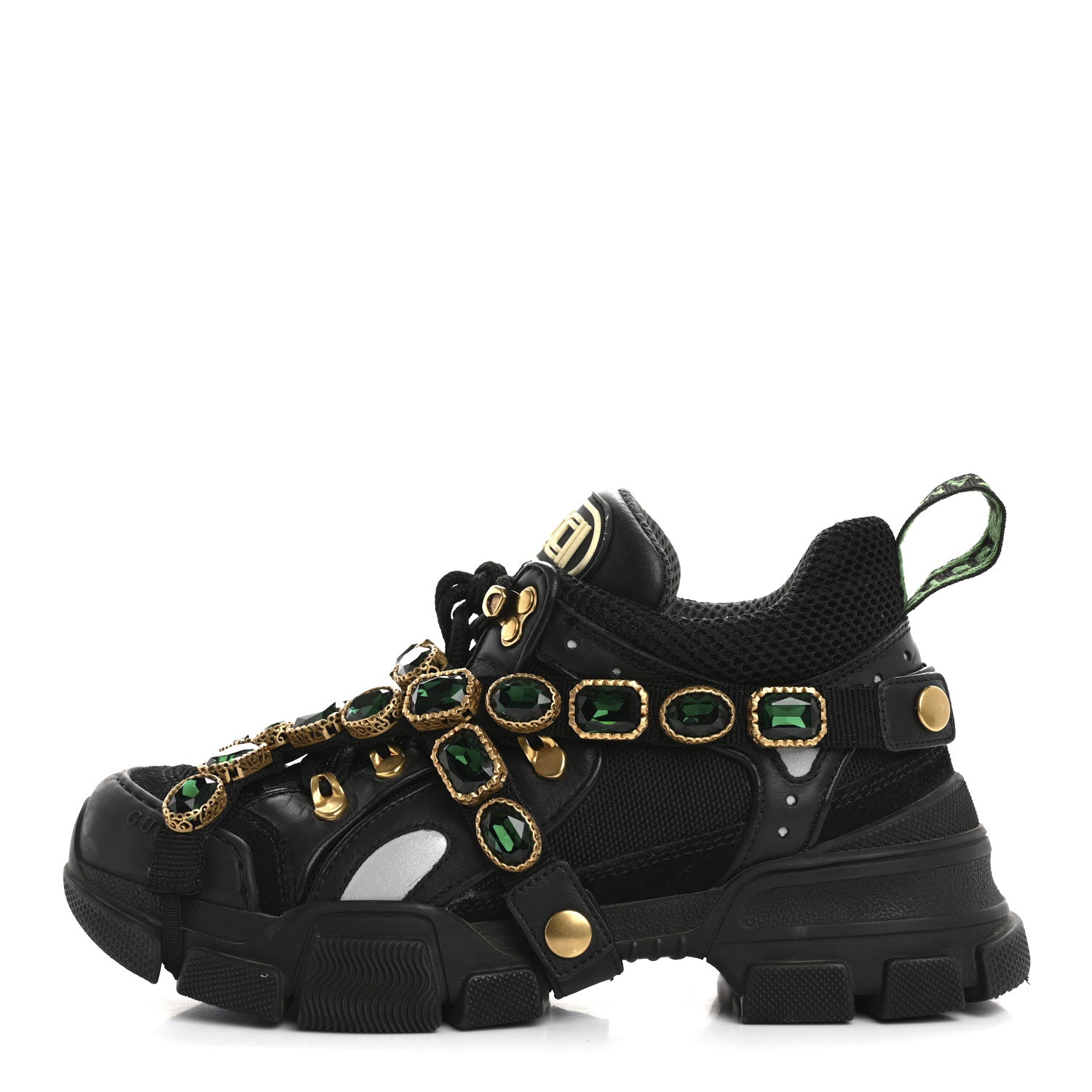 Gucci X SEGA Mesh Suede Calfskin Removable Crystals Womens Flashtrek ...