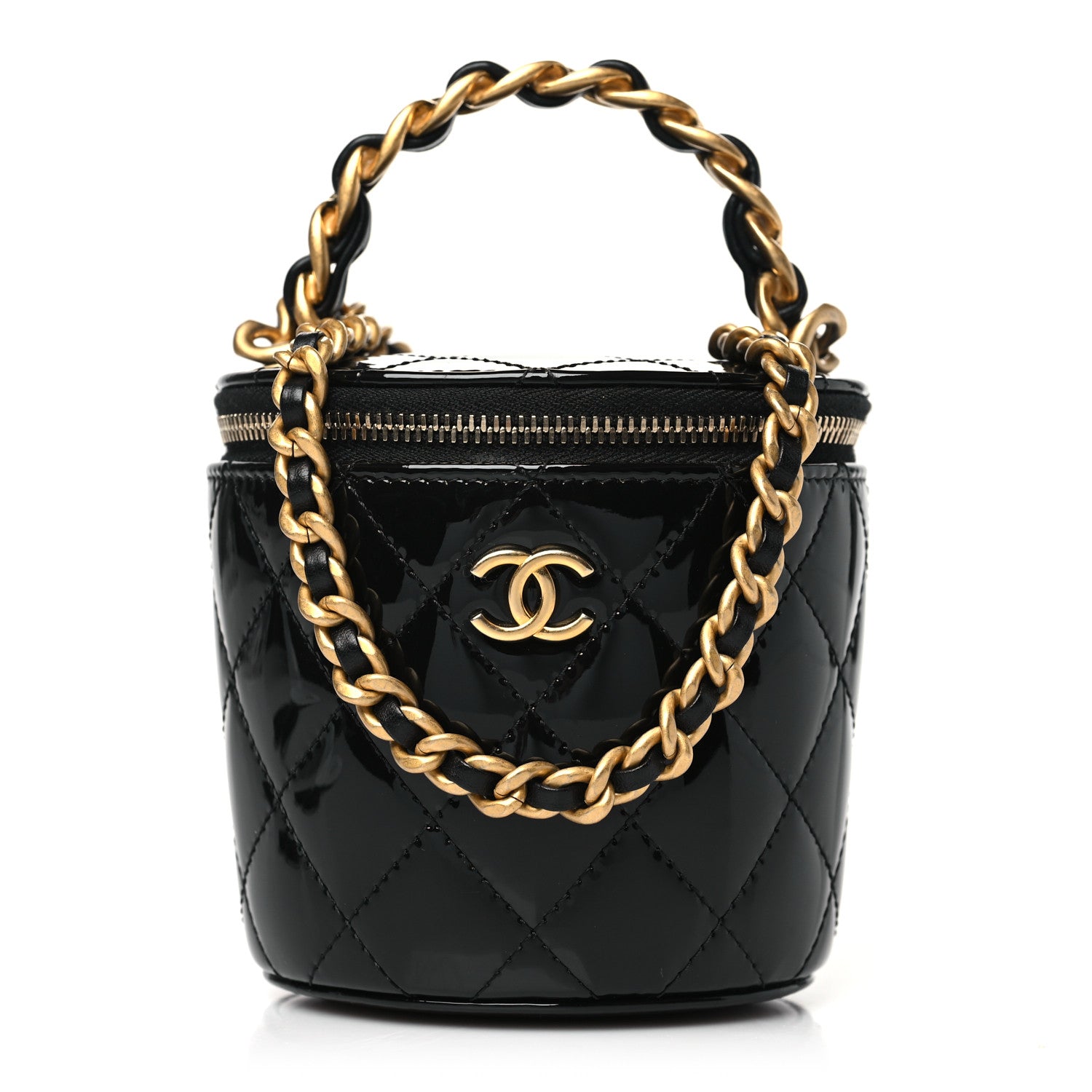 Chanel Patent Quilted Afternoon Tea Top Handle Vanity Case With Chain ...