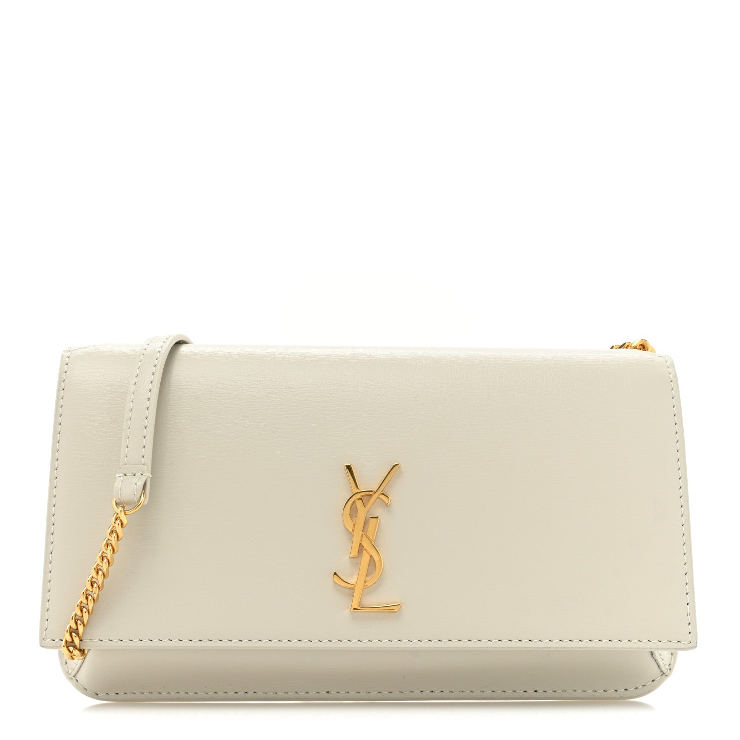 Saint Laurent Smooth Calfskin Monogram Phone Holder Crossbody Blanc ...