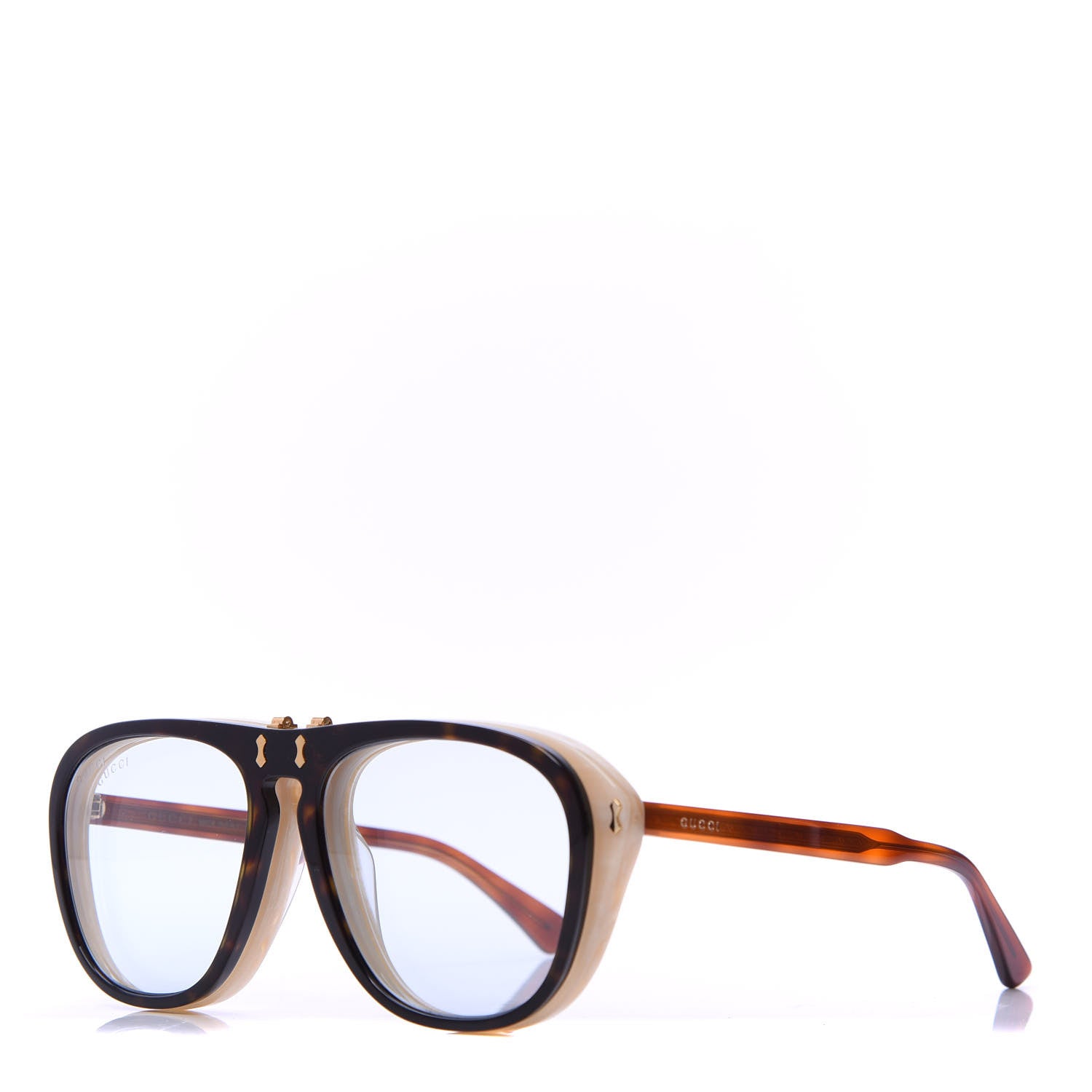 Gucci Aviator Flip Up Sunglasses GG0087S Havana 611566 – FASHIONPHILE