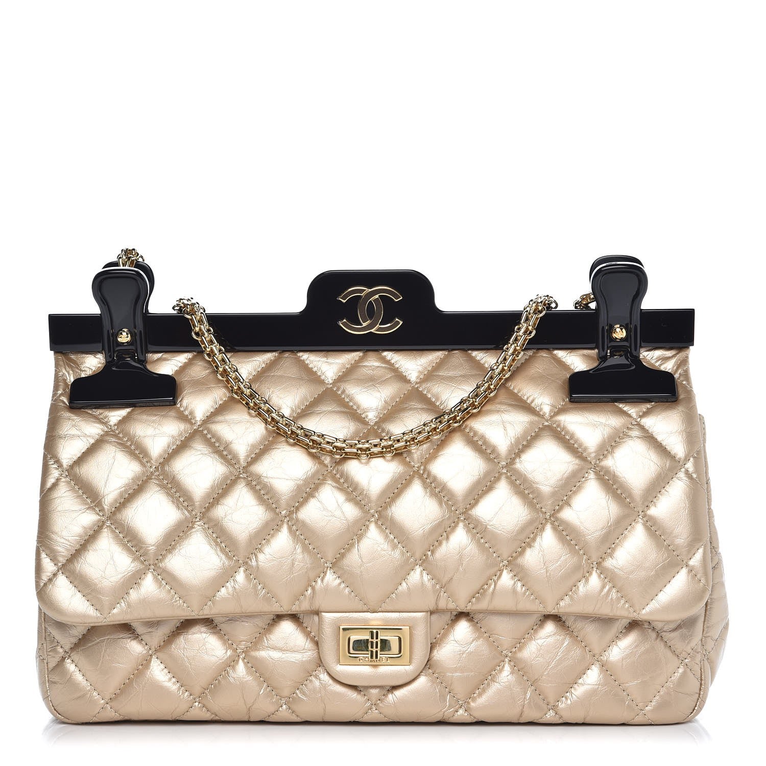 Chanel Metallized Aged Calfskin Quilted 2.55 Reissue 226 Hanger Flap ...