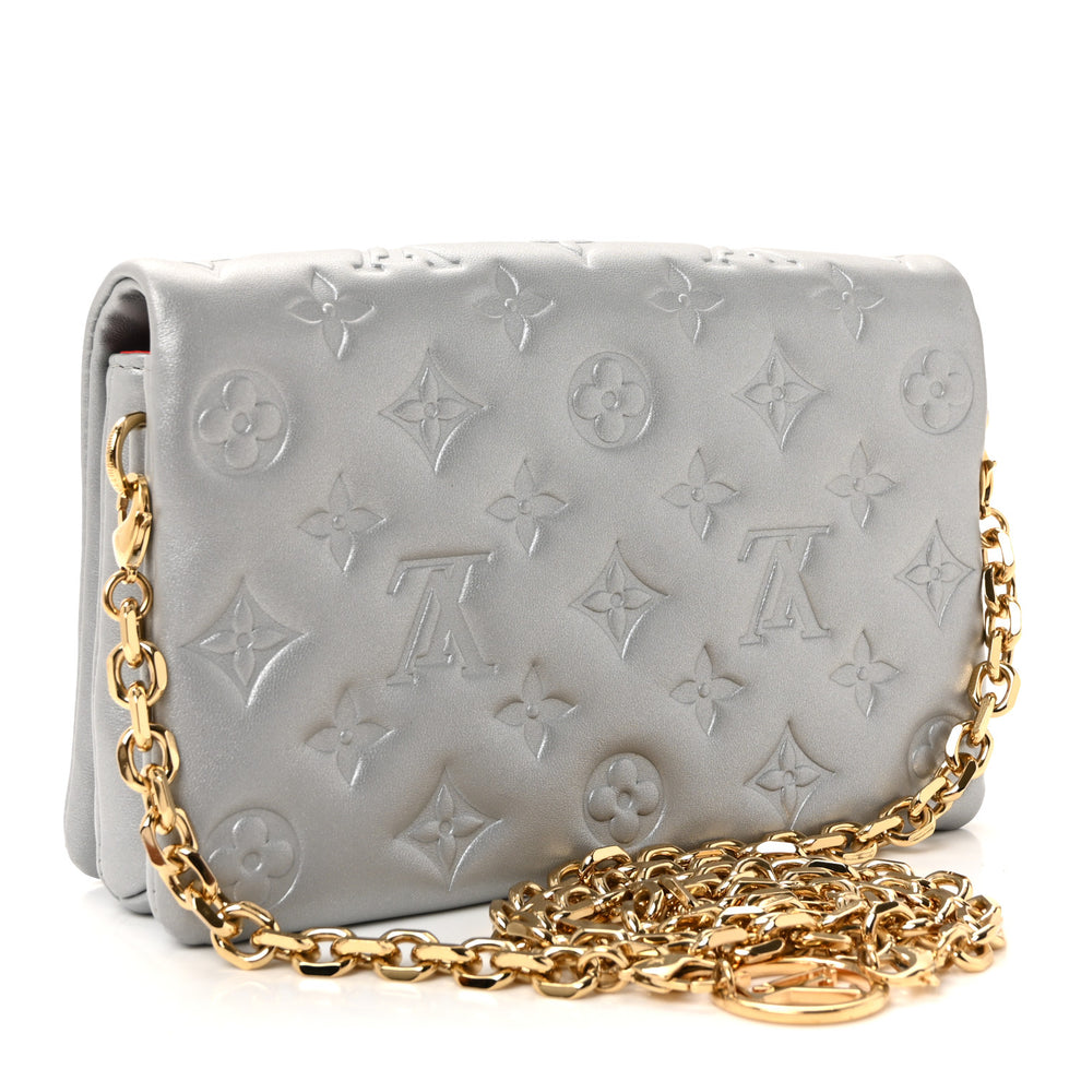 Louis Vuitton Metallic Lambskin Embossed Monogram Pochette Coussin ...