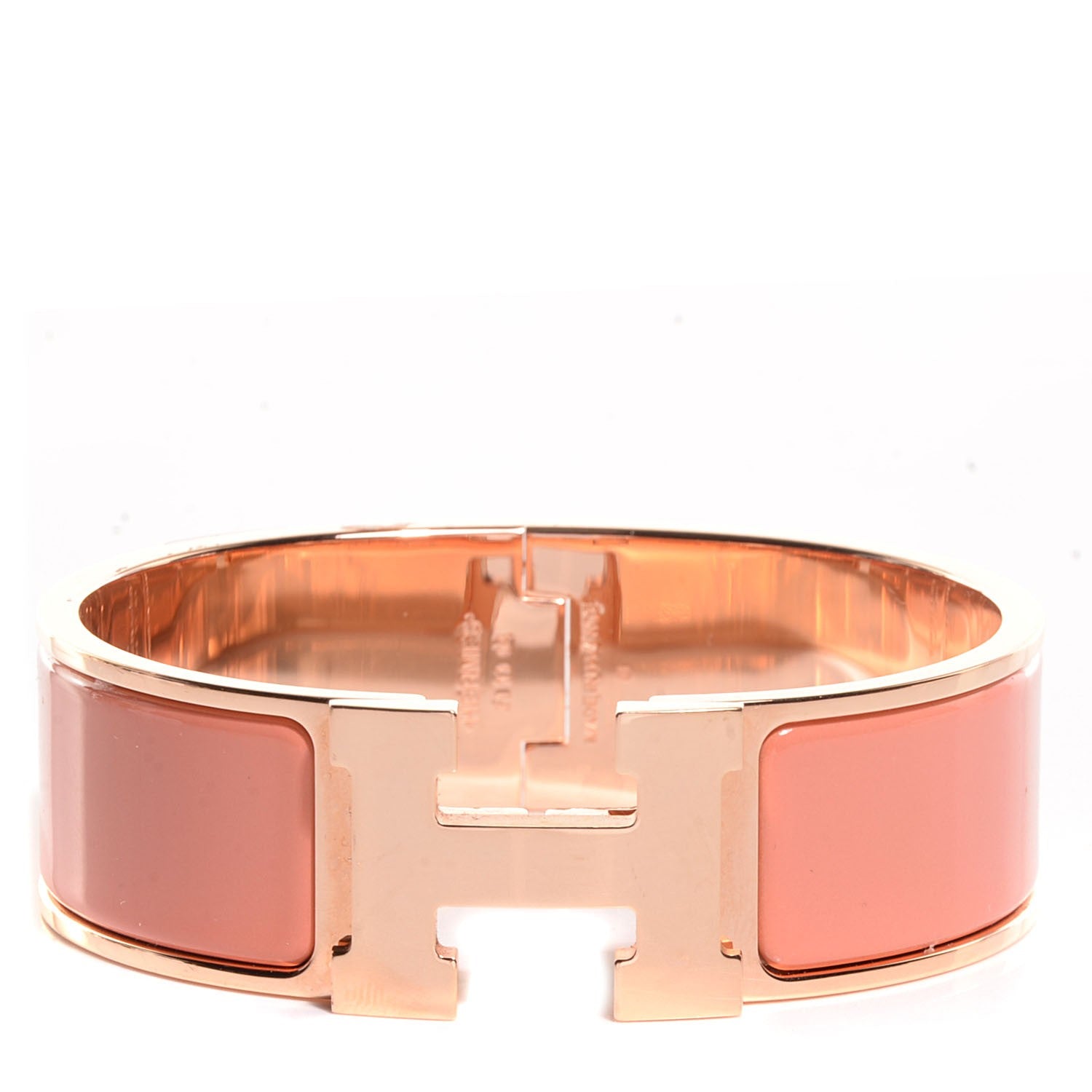 Hermes Enamel Wide Clic Clac H Bracelet GM Rose Saumon 94719 – FASHIONPHILE