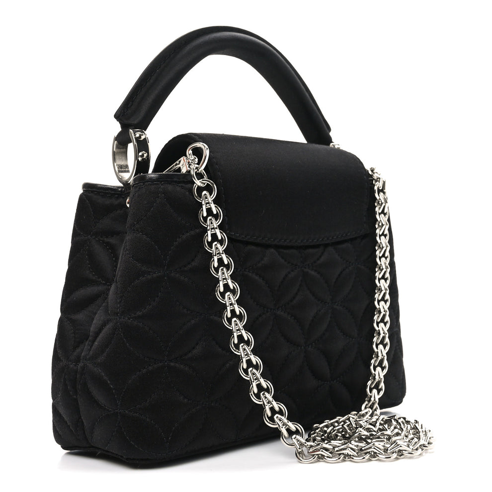 Louis Vuitton Satin Quilted Flower Crystal Mini Capucines Black 1771417 ...