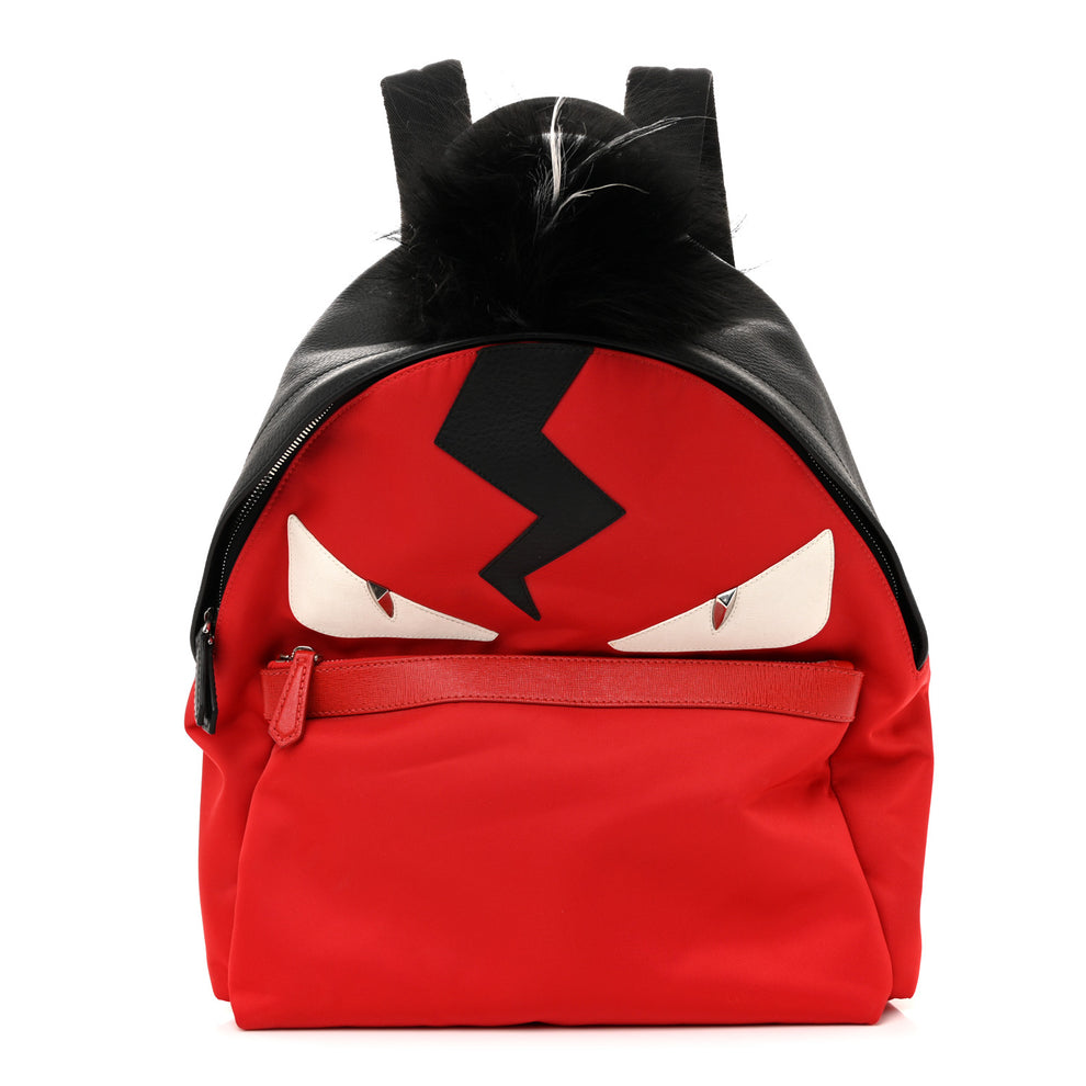 Fendi Nylon Vitello Elite Flamingo Fox Goat Fur Lightning Monster Eyes ...