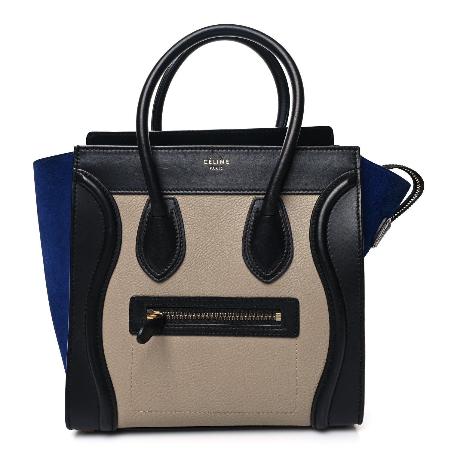 Celine Elephant Calfskin Suede Micro Tri-Color Luggage Sand 1271267 ...