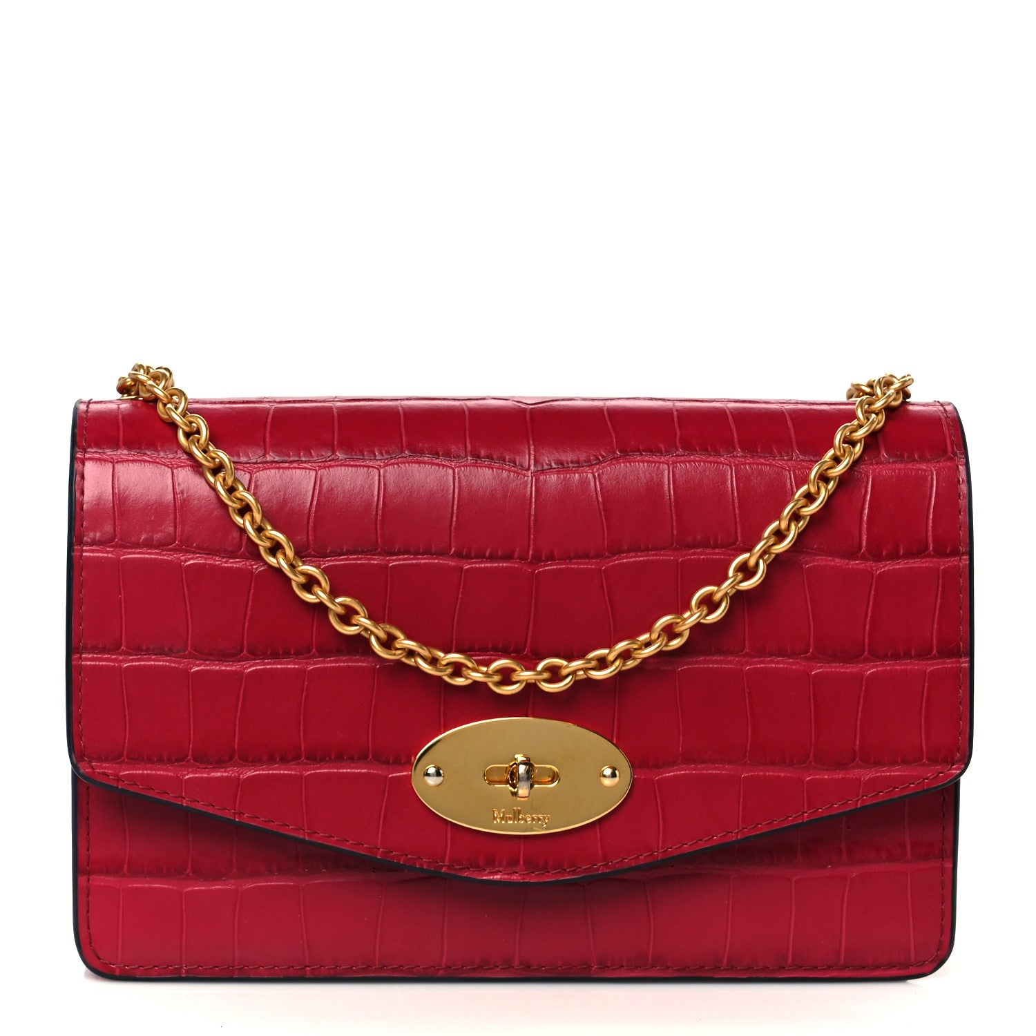 Mulberry Crocodile Embossed Calfskin Small Red Berry 1770777 – FASHIONPHILE